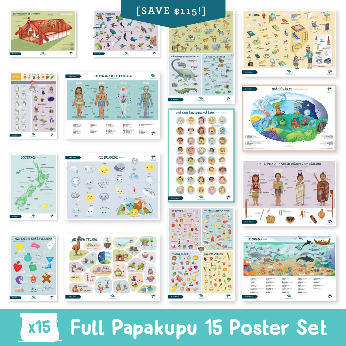 Te Reo Māori - Full Set of 15 Posters – Illustrated Publishing Store